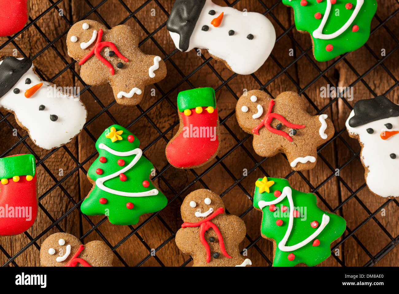Traditional Iced Gingerbread Christmas Cookies with Trees and Snowmen ...