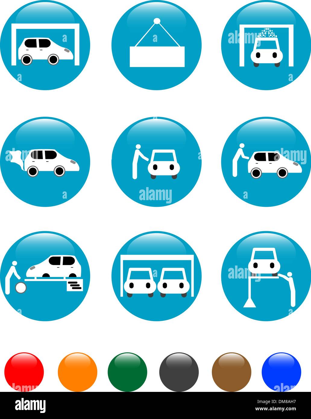 car Auto service blue button set icon Stock Vector Image & Art - Alamy