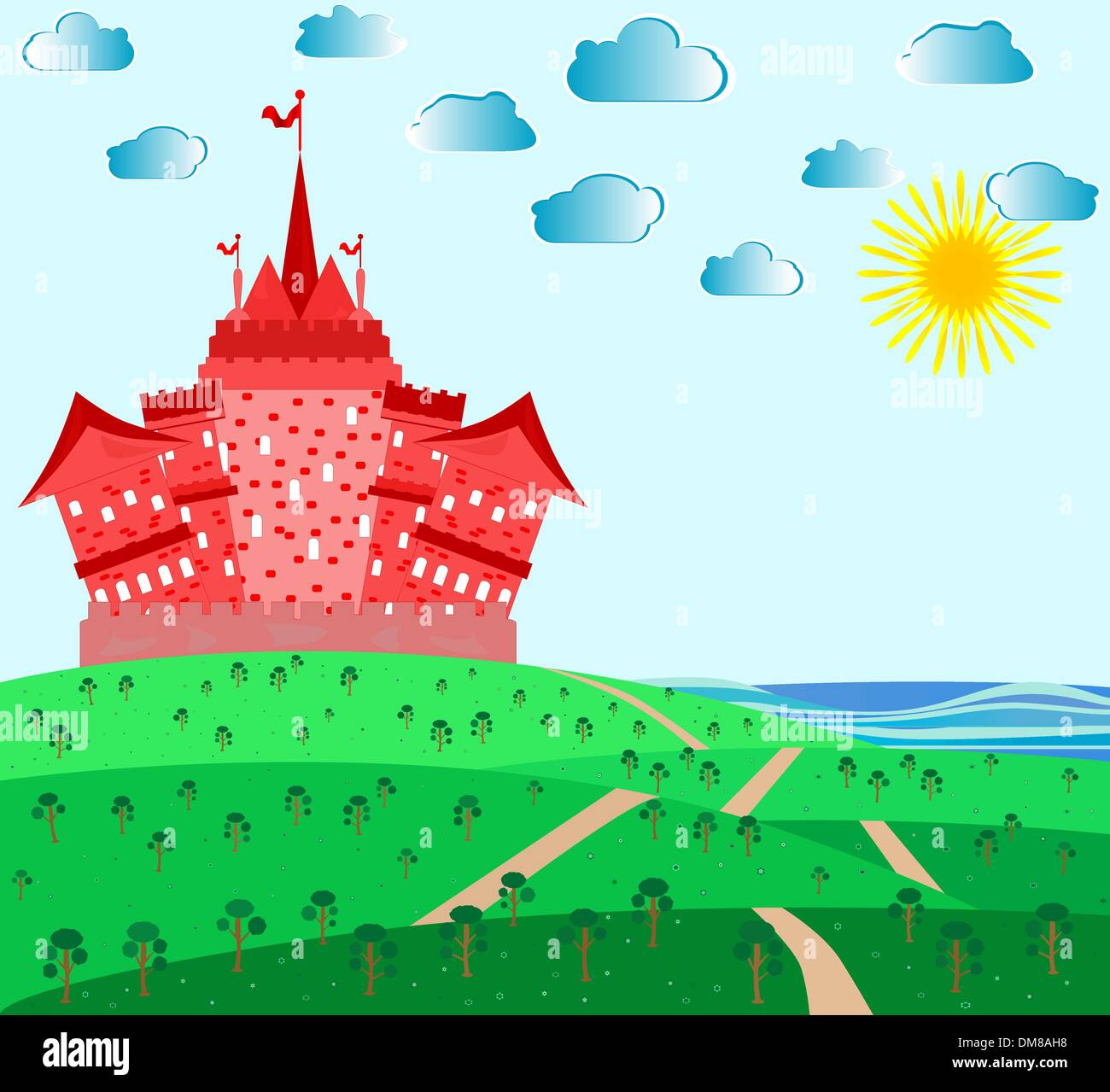 Landscape fort tower water Stock Vector Images - Alamy