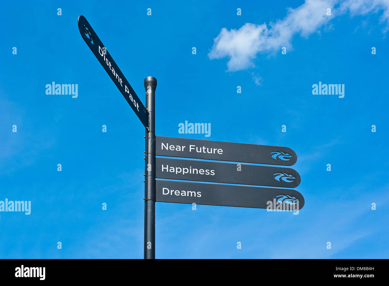 Conceptual image of a direction sign showing the way to a better life ...