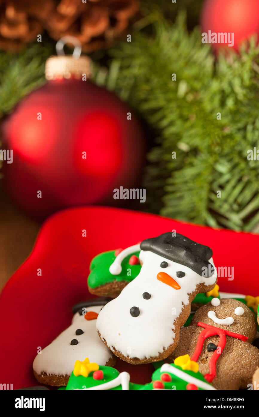 Traditional Iced Gingerbread Christmas Cookies with Trees and Snowmen ...