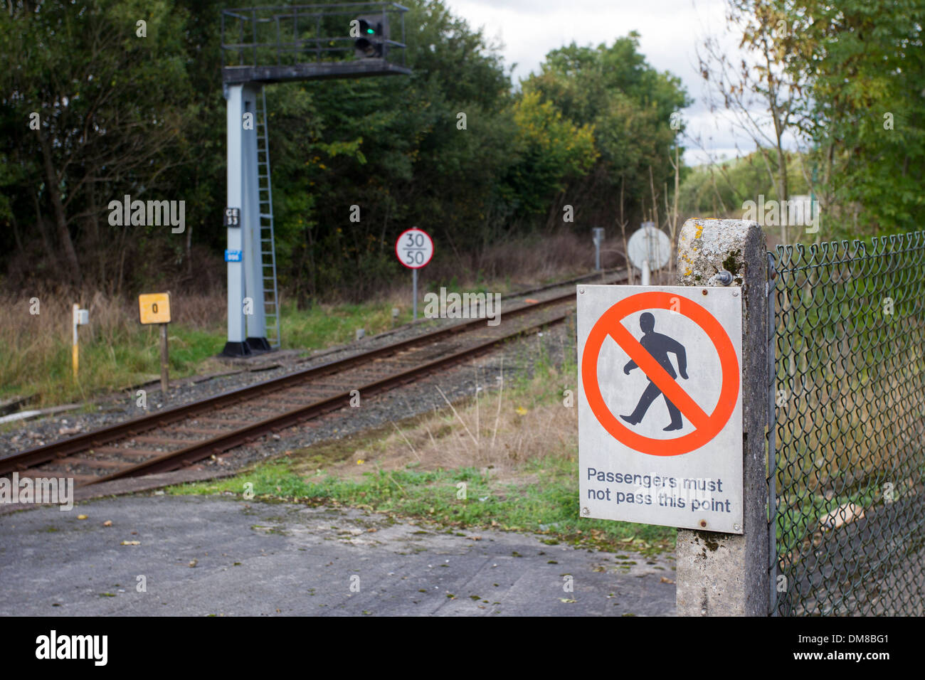 passengers must not pass this point sign railway station Stock Photo ...
