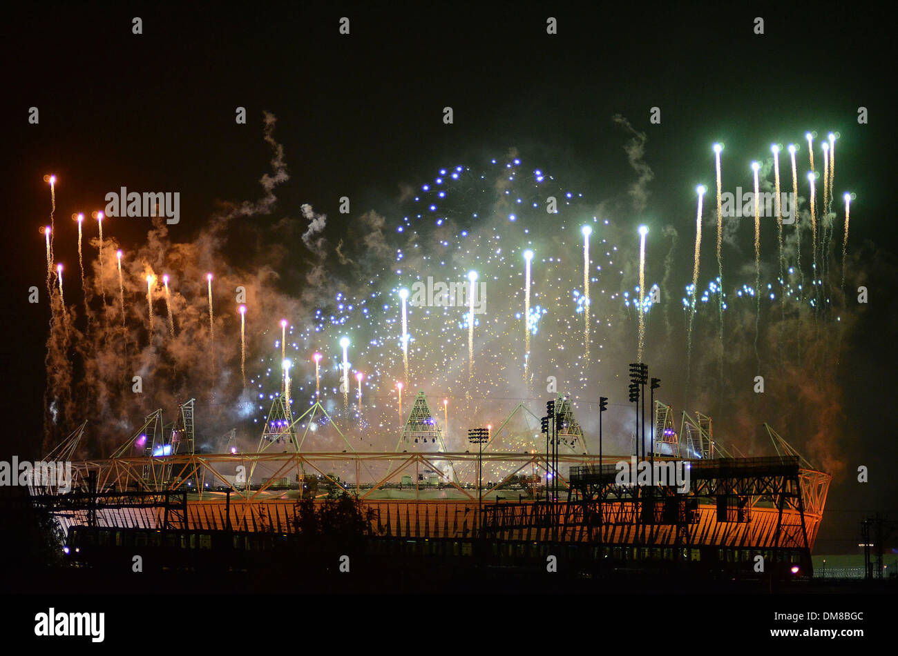 Fireworks explode over stadium during opening ceremony of London 2012 ...