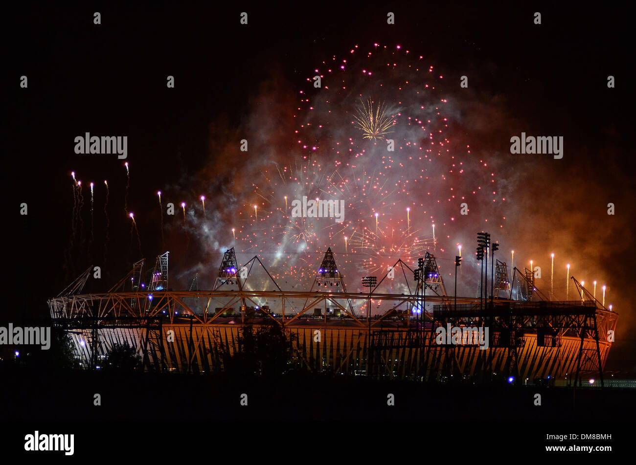 Fireworks explode over stadium during opening ceremony of London 2012 ...