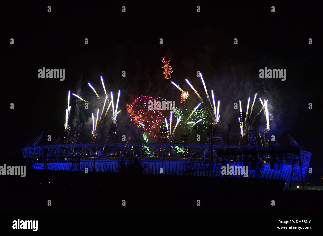 Fireworks explode over stadium during opening ceremony of London 2012 ...