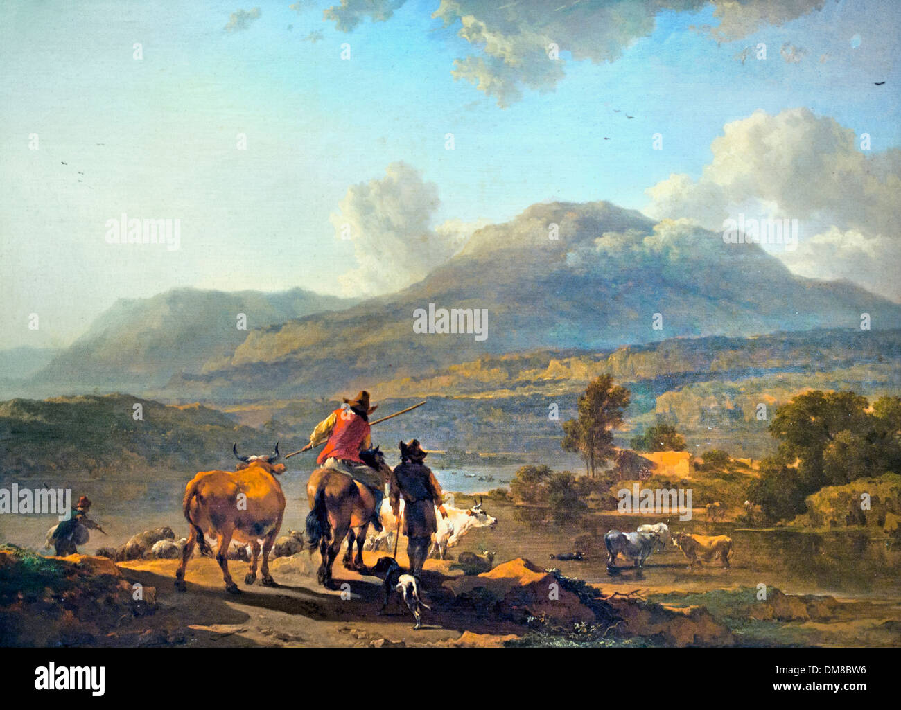 Nicolaes Berchem 1620-1683 Italian evening landscape Dutch Netherlands ...