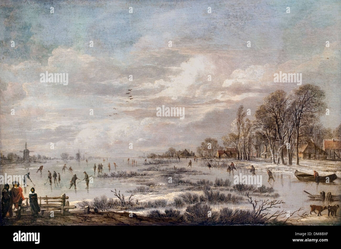 Winter landscape by Aert van der Neer 1603 - 1677 Dutch Netherlands ...