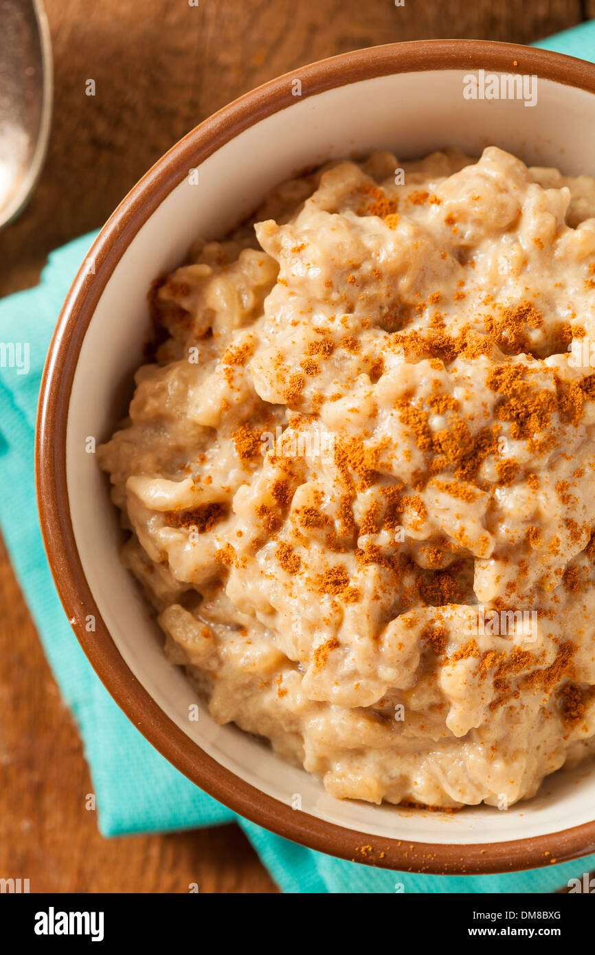 Homemade Healthy Rice Pudding with Brown Cinnamon Stock Photo - Alamy