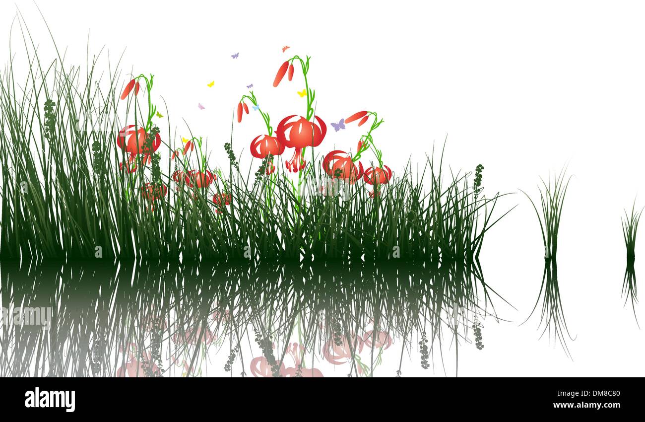 Bushes in water Stock Vector Images - Alamy