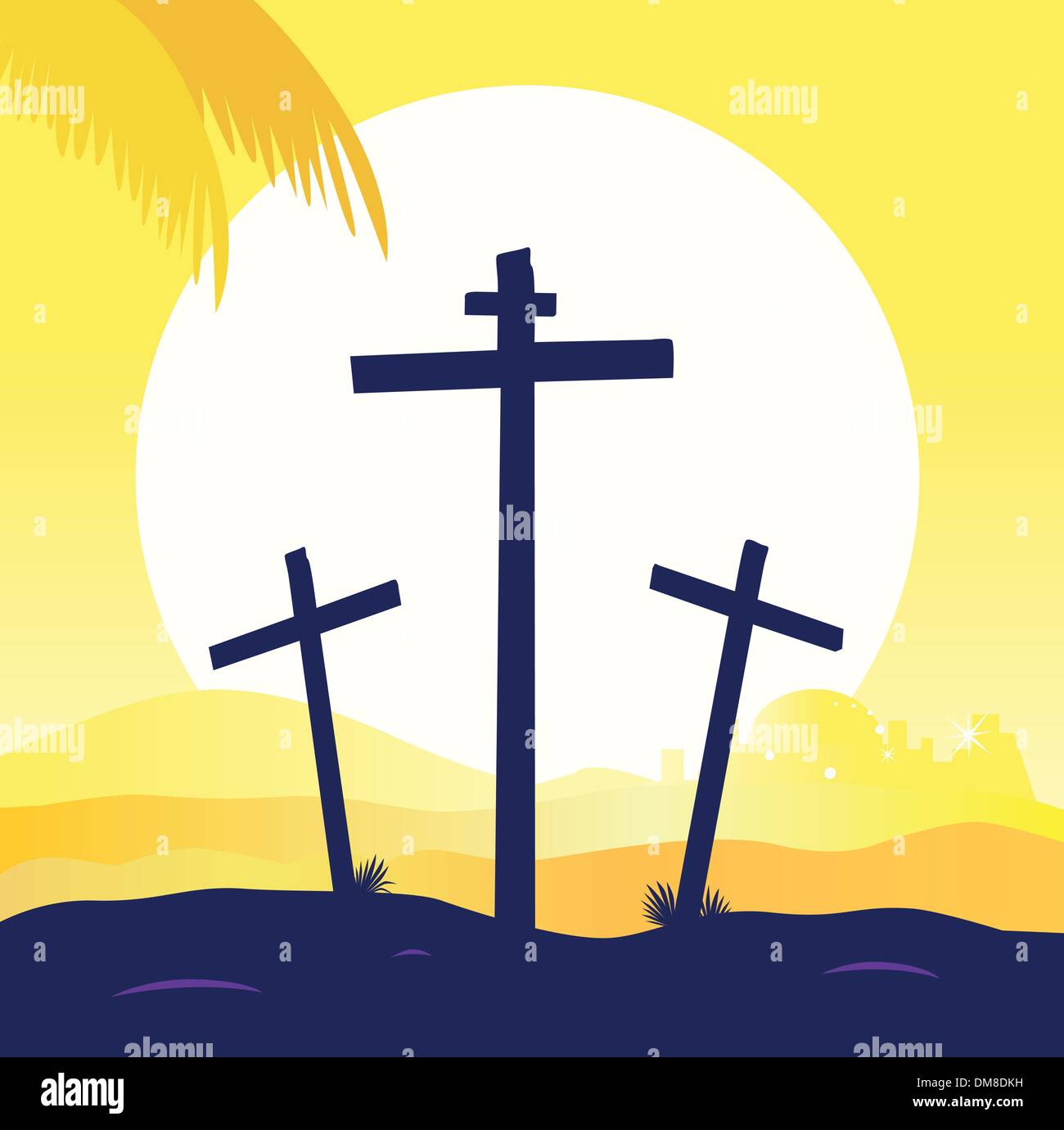 Jesus crucifixion - calvary scene with three crosses Stock Vector Image ...