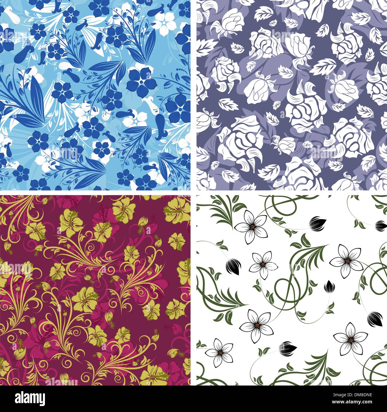 Seamless floral pattern set Stock Vector Images - Alamy