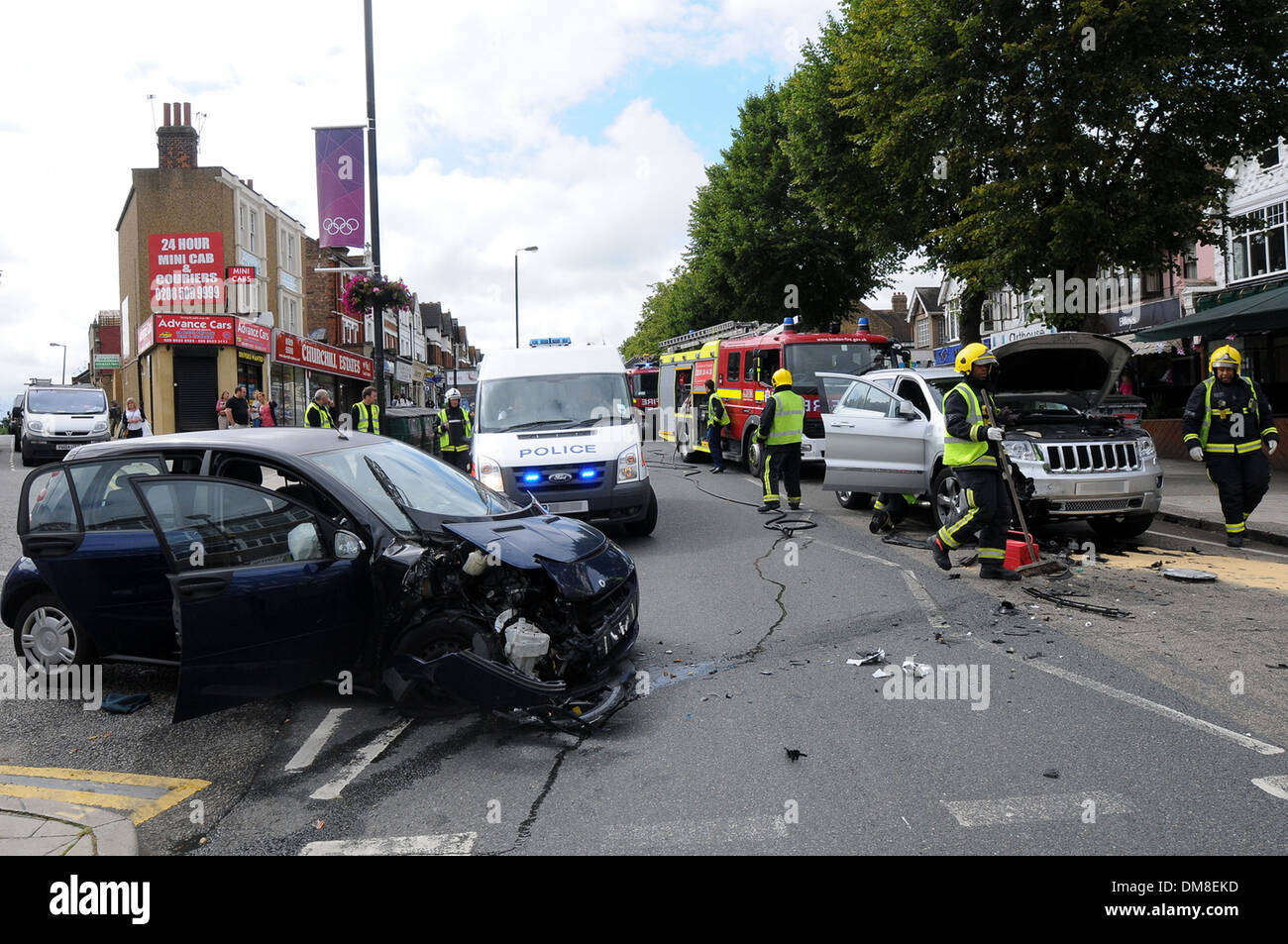The aftermath of a crash on Station Road Chingford Police and fire ...