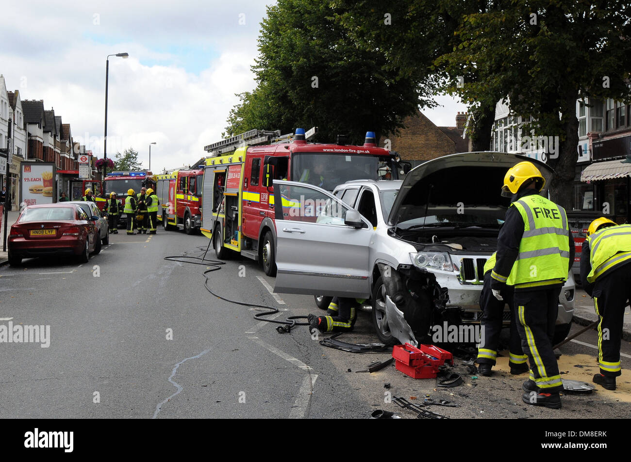 The aftermath of a crash on Station Road Chingford Police and fire ...