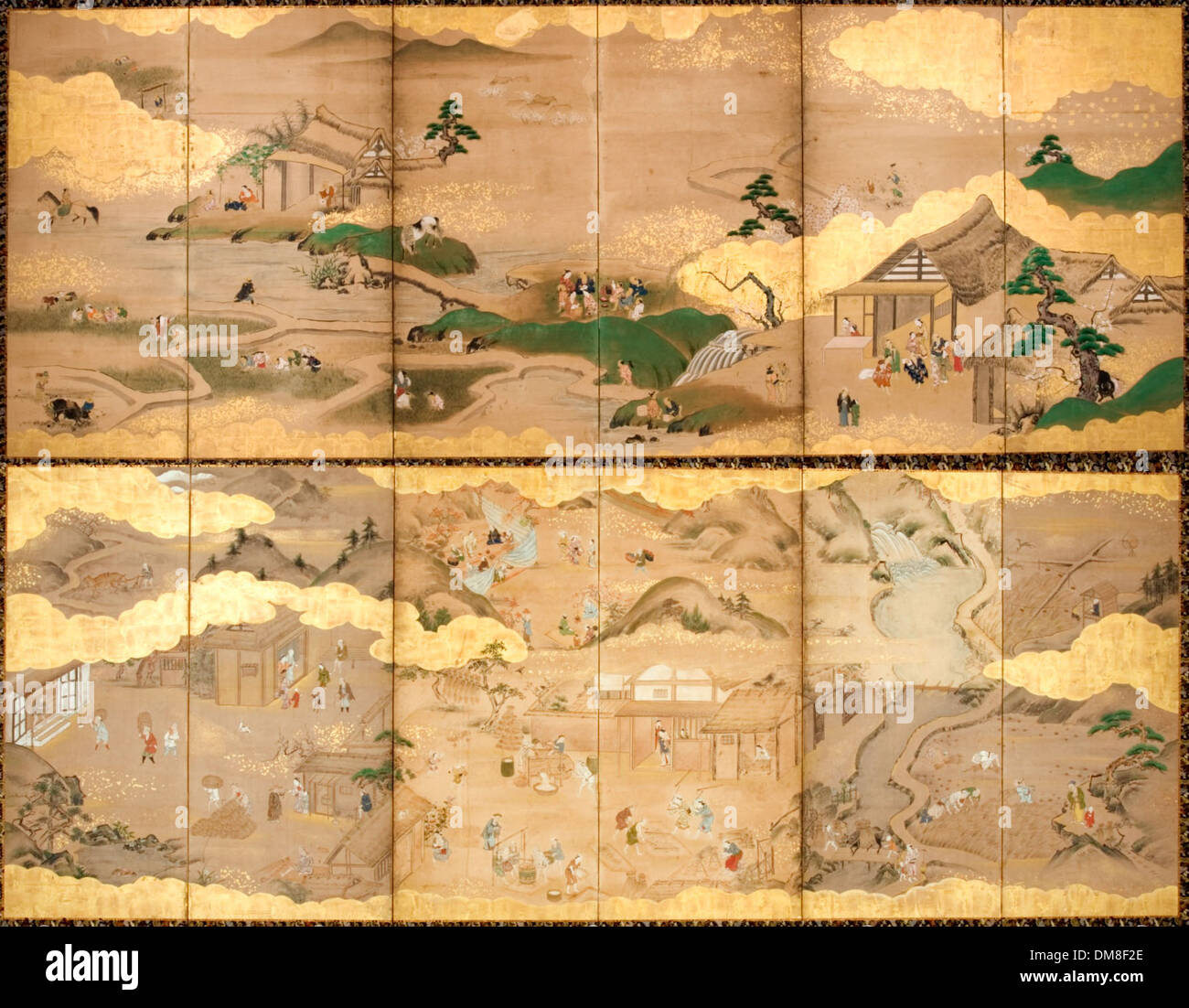 This piece highlights the traditional process of rice cultivation ...