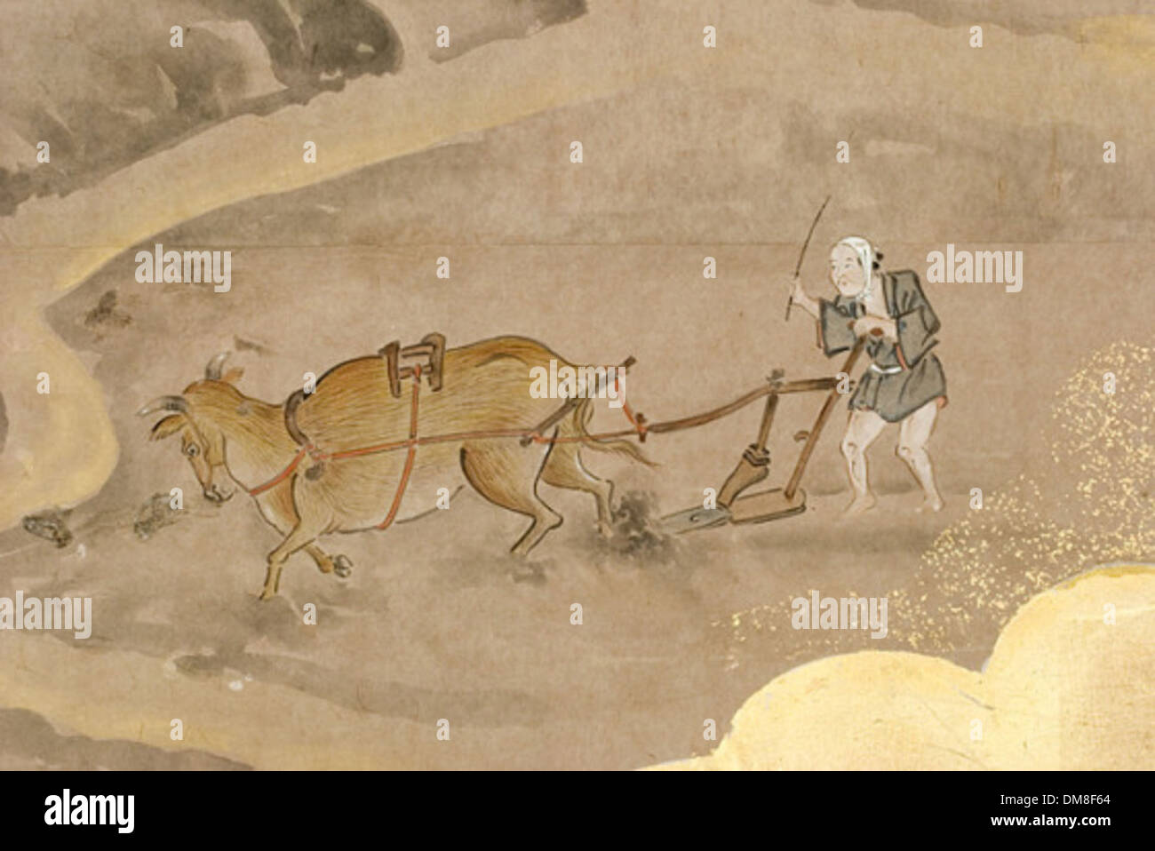 This artwork showcases the seasonal cycle of rice cultivation, from ...