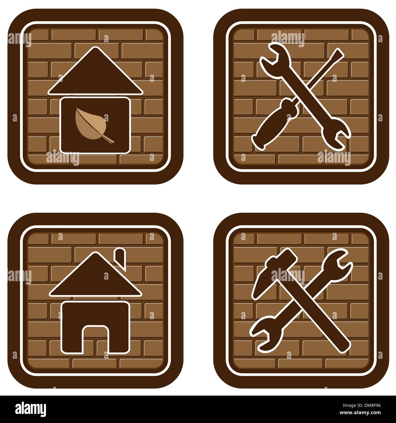 Buttons and icons for the Internet on a brick background Stock Vector ...