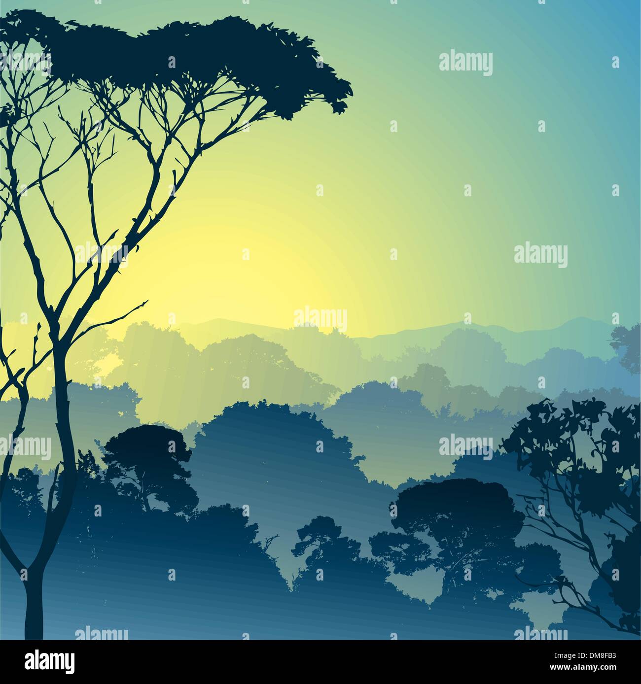 Landscape rain trees Stock Vector Images - Alamy