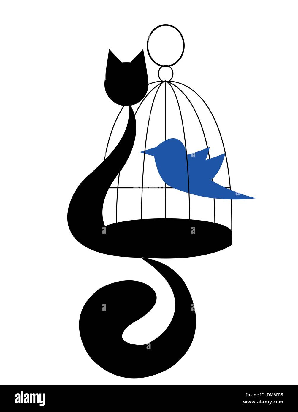cat with bird Stock Vector Image & Art - Alamy