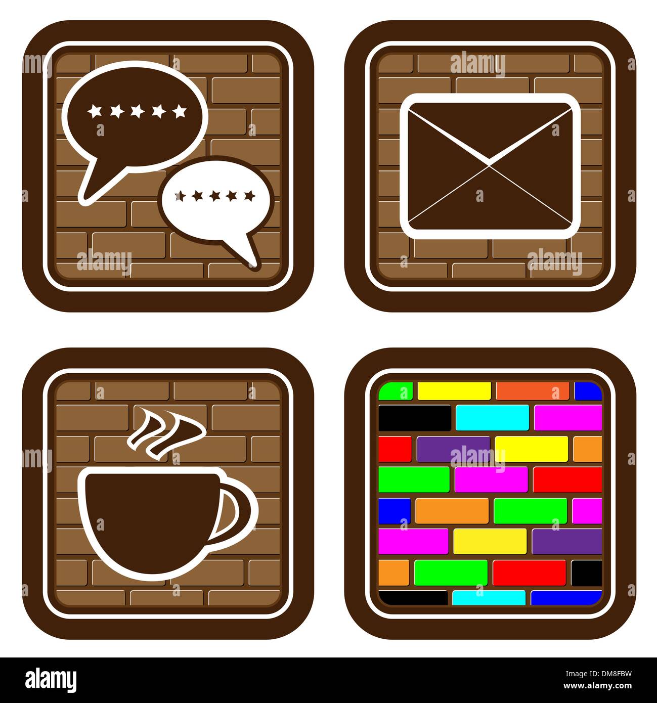Brick buttons with icons of dialogue and rest Stock Vector Image & Art ...