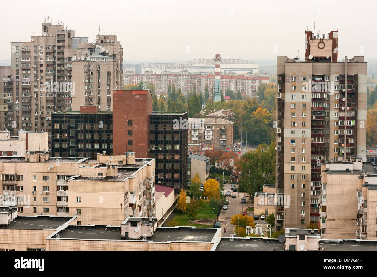 Kiev autumn cityscape. Residential district Svyatoshin Stock Photo - Alamy