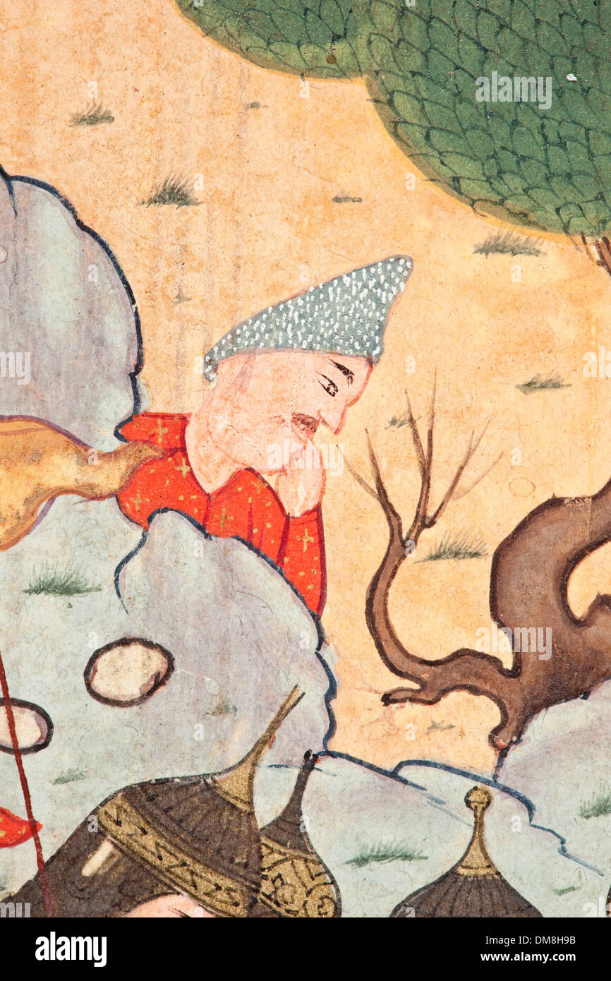 A vivid depiction from the Persian epic 'Shahnameh', showing the hero ...