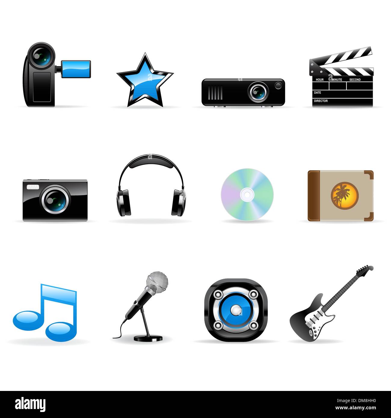 Media icons black and white hi-res stock photography and images - Alamy