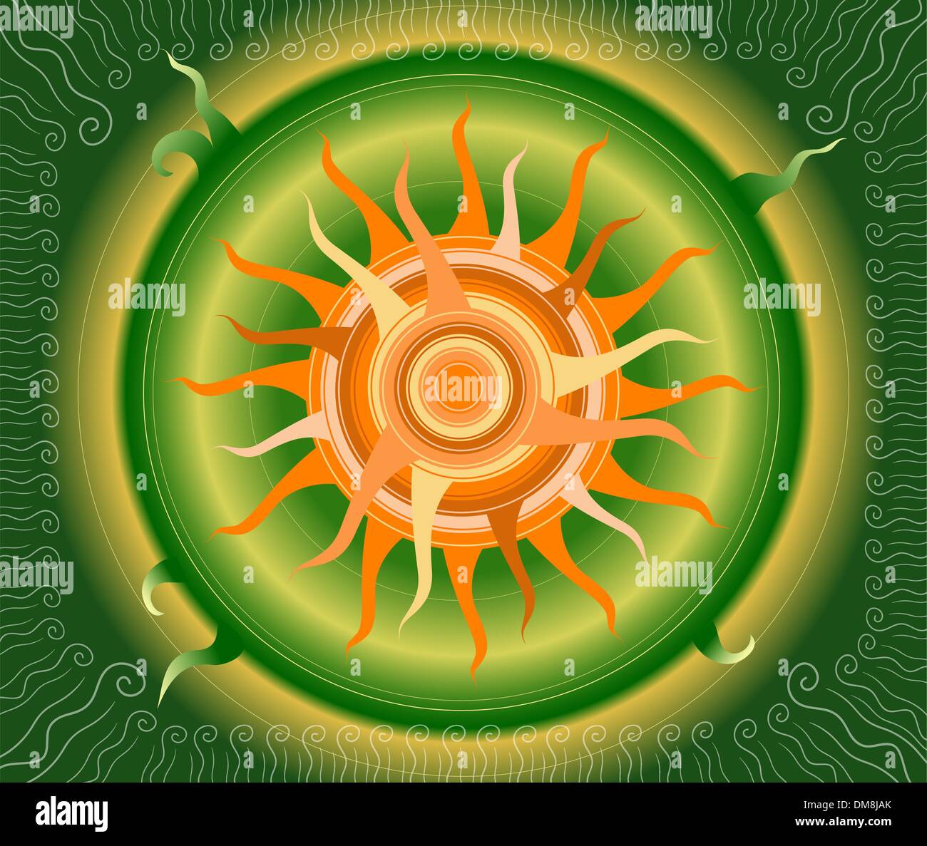 Bright sun in green Stock Vector Images - Alamy