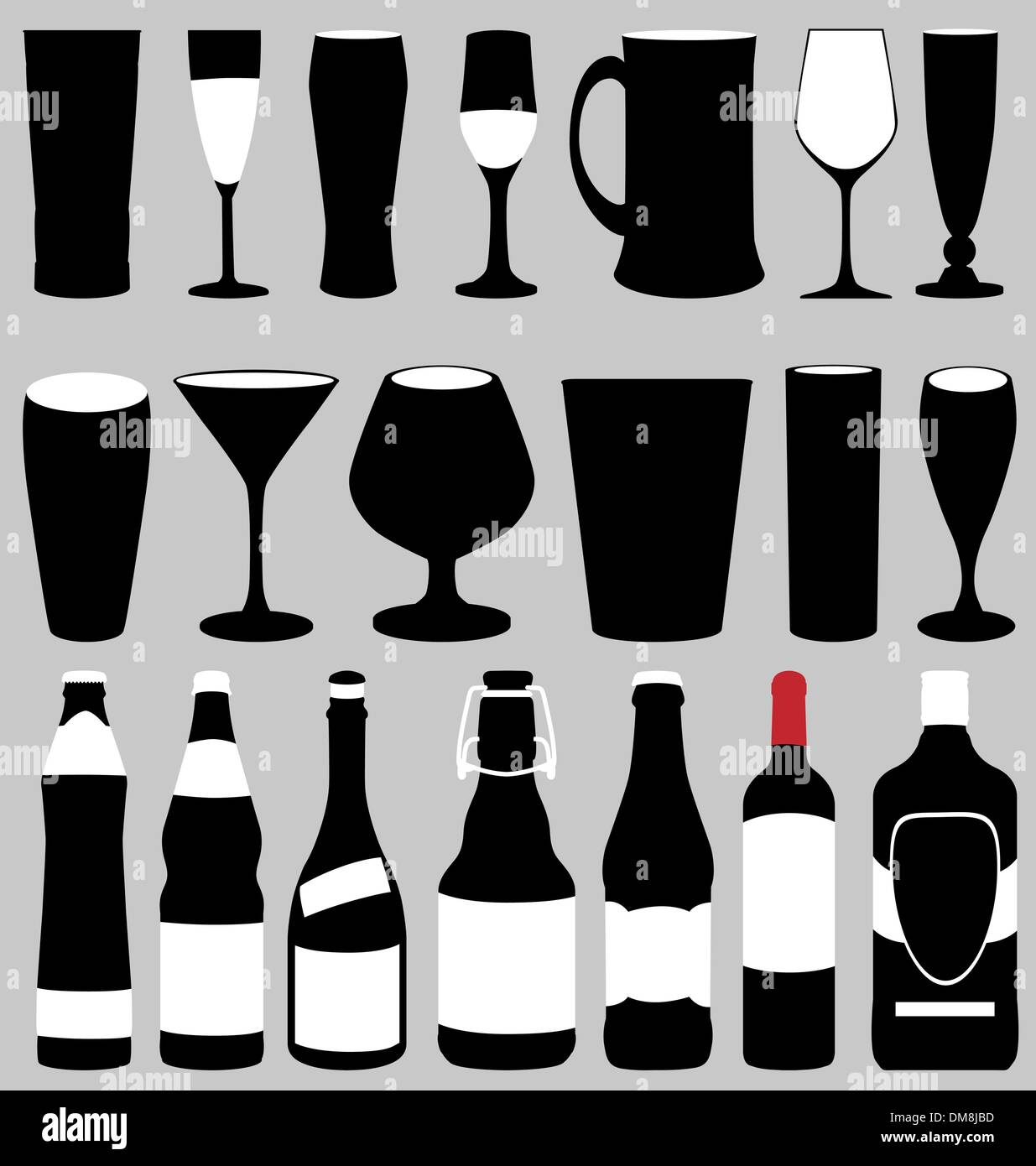 Beer set bottles glasses Stock Vector Images - Alamy