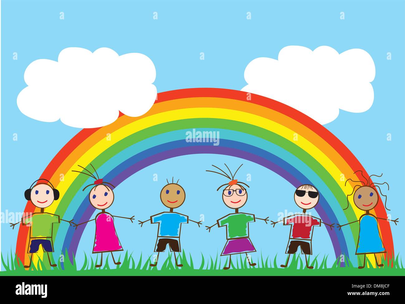 children and rainbow Stock Vector Image & Art - Alamy