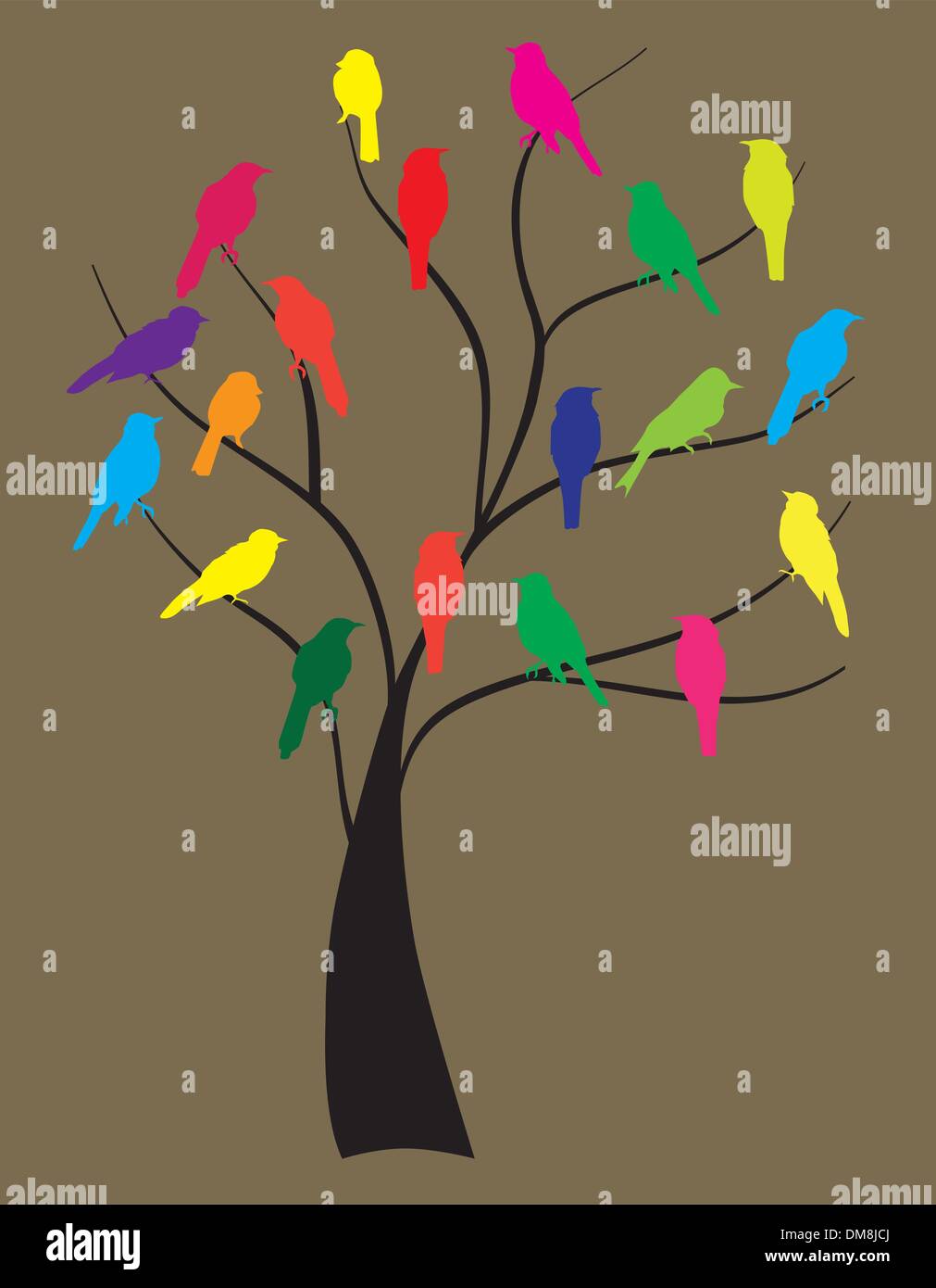 Birds above tree Stock Vector Images - Alamy