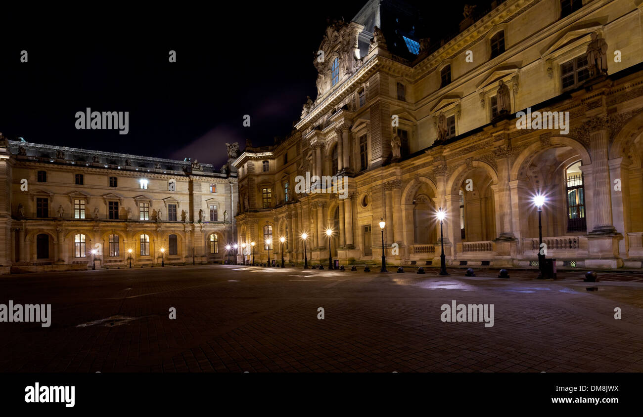 Louvre museum musee night view hi-res stock photography and images - Alamy