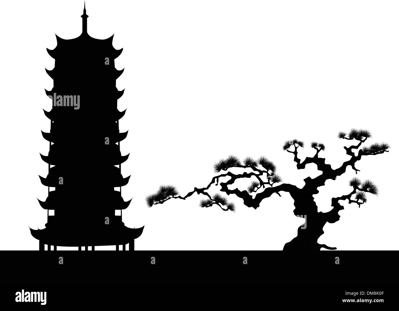 the Japanese landscape silhouette vector Stock Vector Image & Art - Alamy