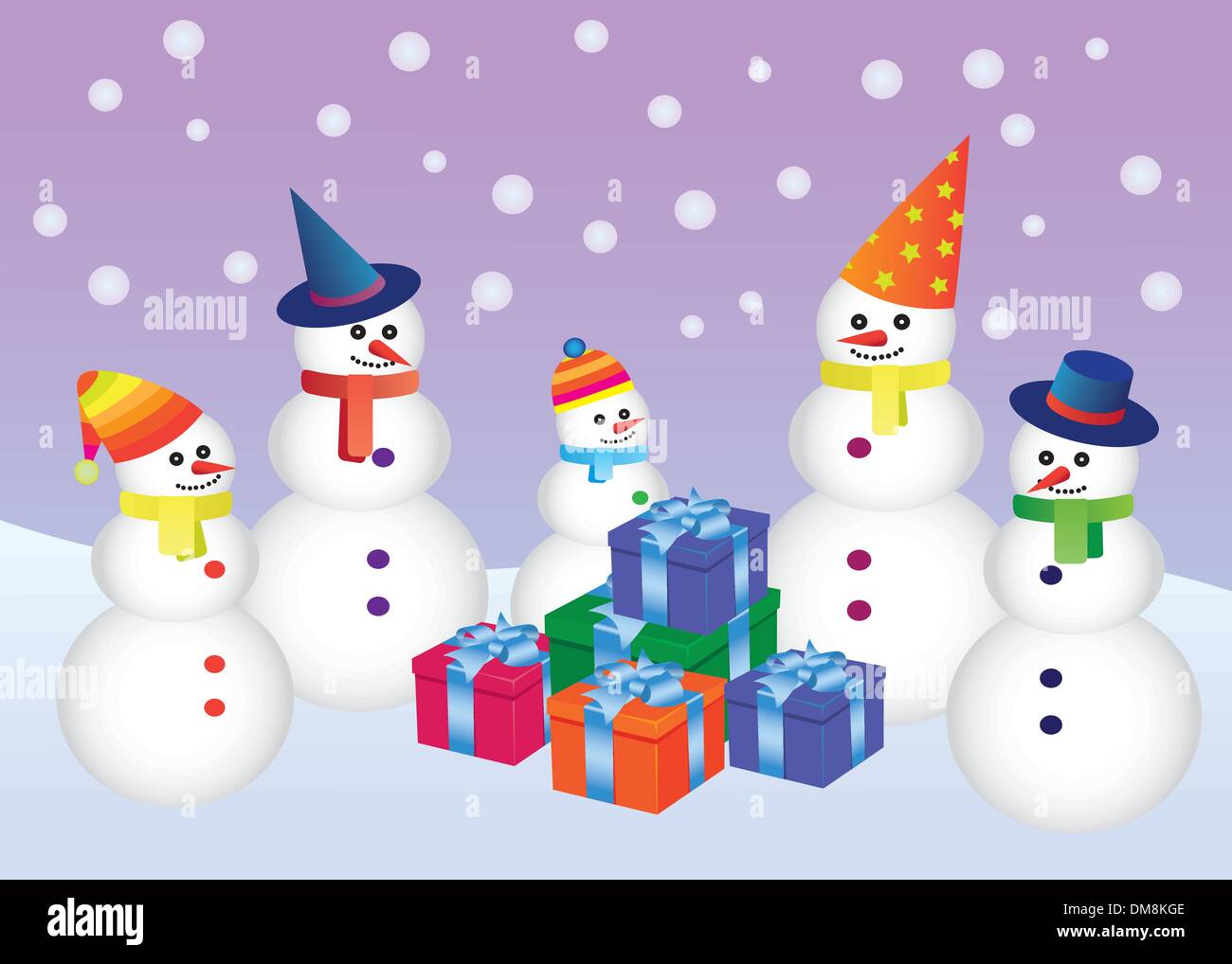 five snowmen with presents Stock Vector Image & Art - Alamy