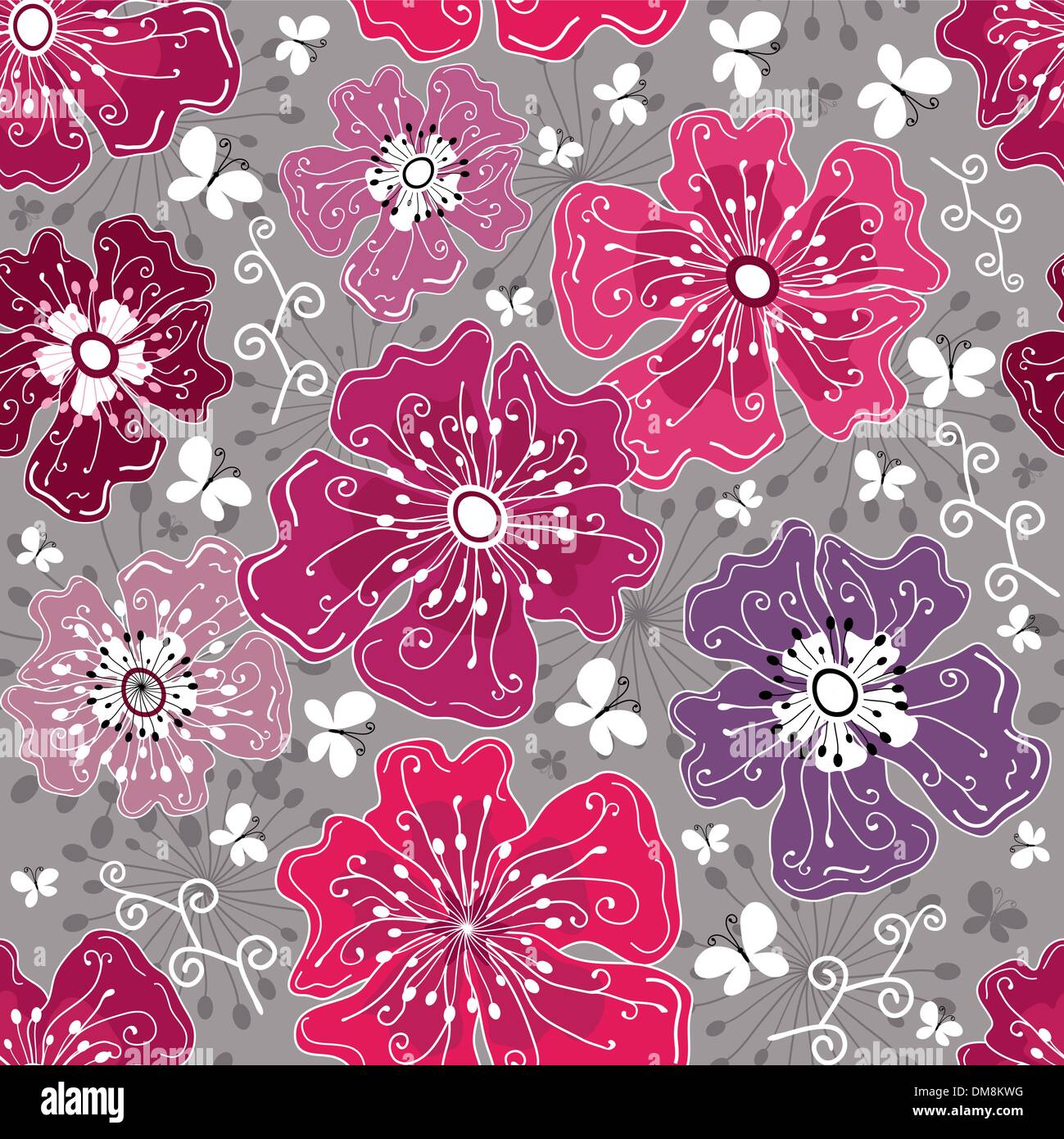 Seamless floral grey pattern Stock Vector Image & Art - Alamy