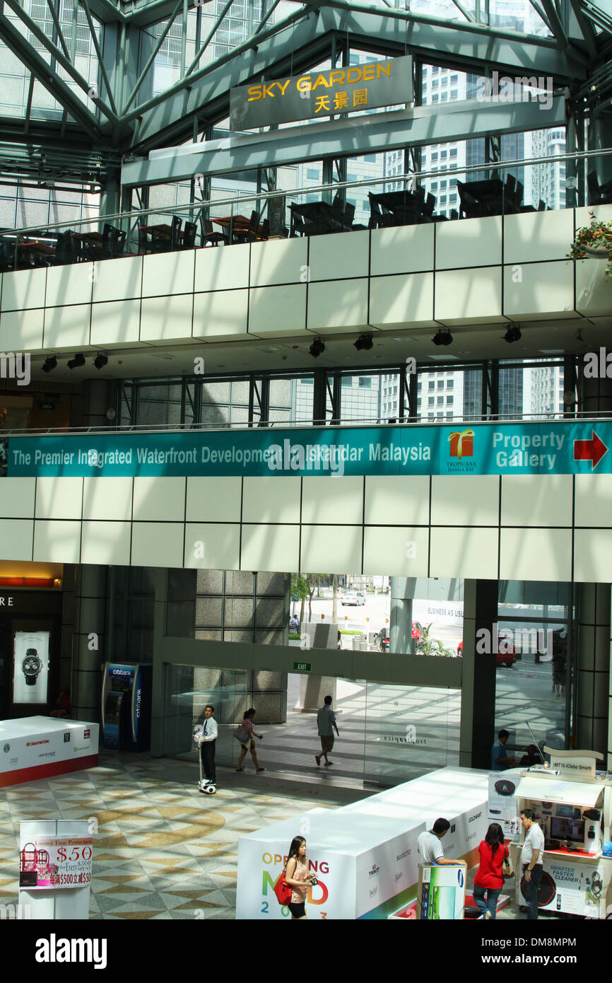 Suntec City Mall interior. Singapore. Sky Garden food court on the ...