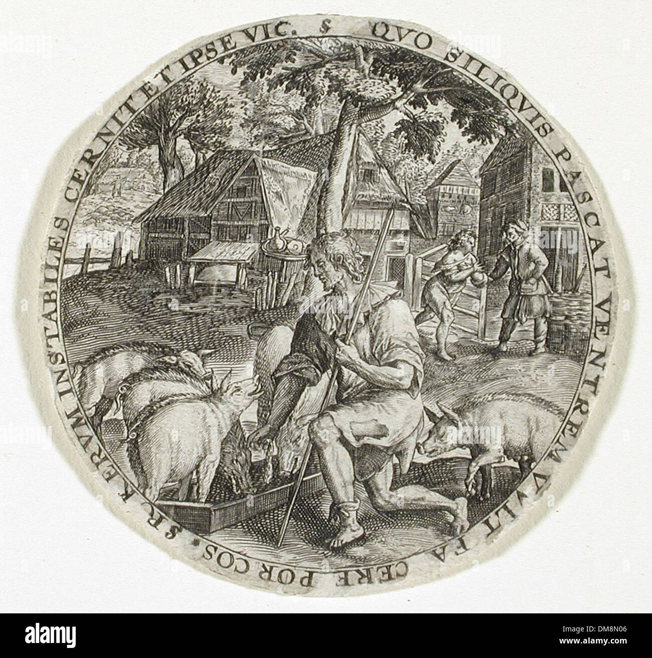 This artwork portrays a scene from the Parable of the Prodigal Son, a ...