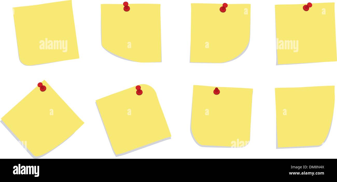Set post it notes push pins hi-res stock photography and images - Alamy