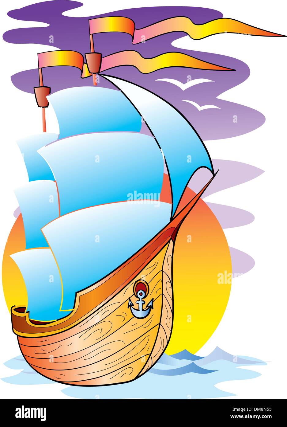 Ship sails on sea Stock Vector Images - Alamy