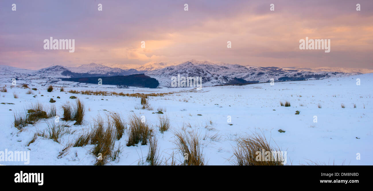 Winter in the Lakes, a panorama taken from Corney Fell towards the ...