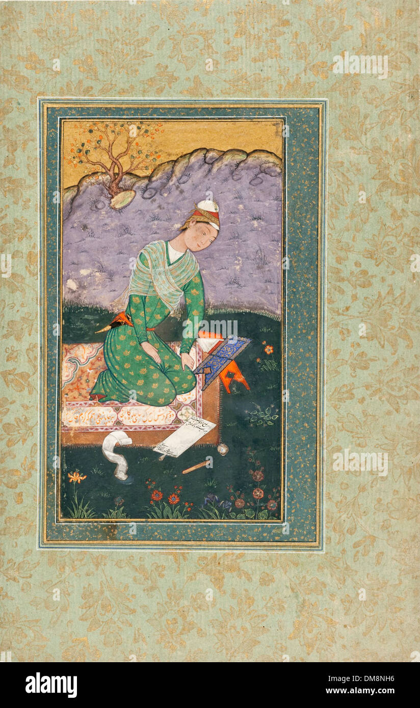 This self-portrait by Mir Sayyid Ali, an influential Persian ...