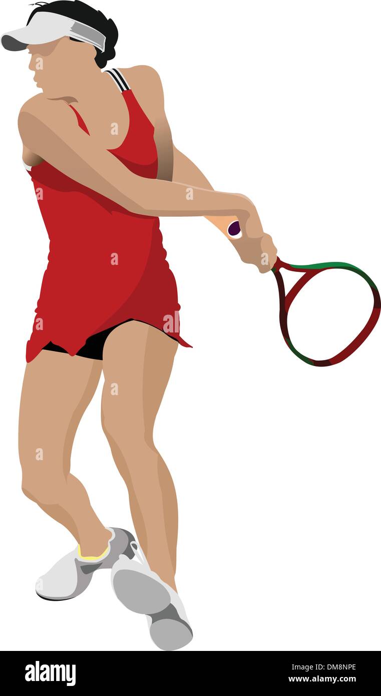 Tennis player poster. Colored Vector illustration for designers Stock ...