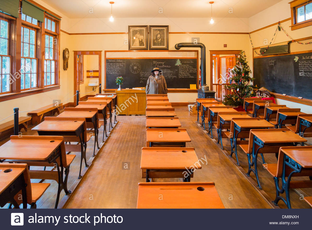 Heritage School room with teacher, Burnaby Village Museum, Burnaby ...
