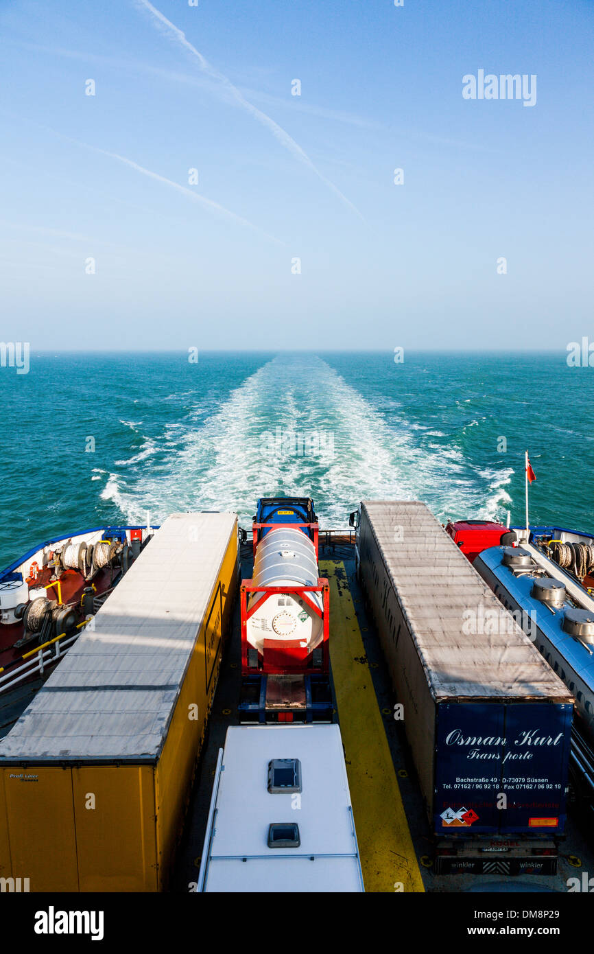 Vehicles on board a cross channel ferry from Dover to Calais Stock ...