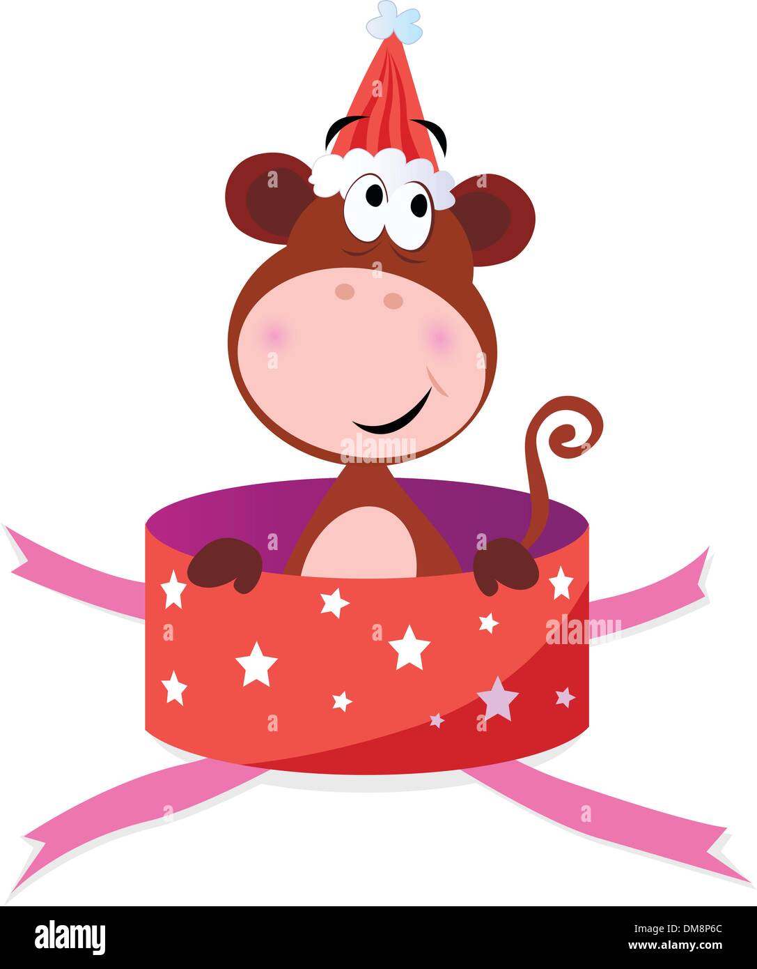 Christmas present: Monkey in red box Stock Vector Image & Art - Alamy