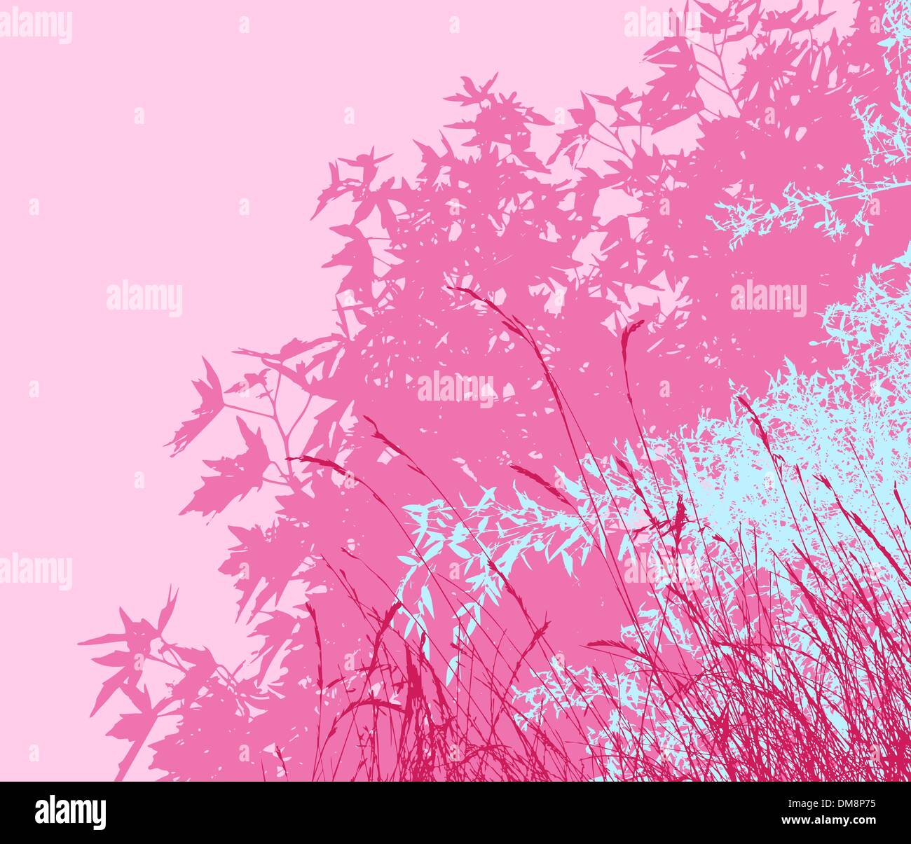 Colored landscape of foliage - Vector illustration - pink morning - The ...