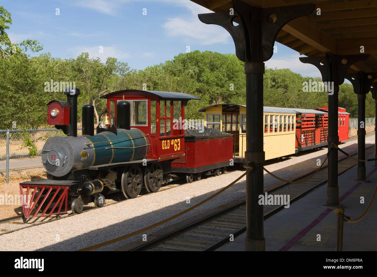 Train ("Old 63") at station, Tingley Beach, Albuquerque, New Mexico USA ...