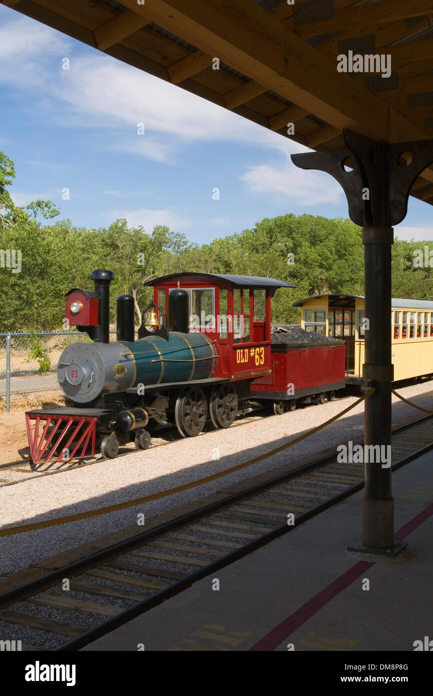 Train ("Old 63") at station, Tingley Beach, Albuquerque, New Mexico USA ...