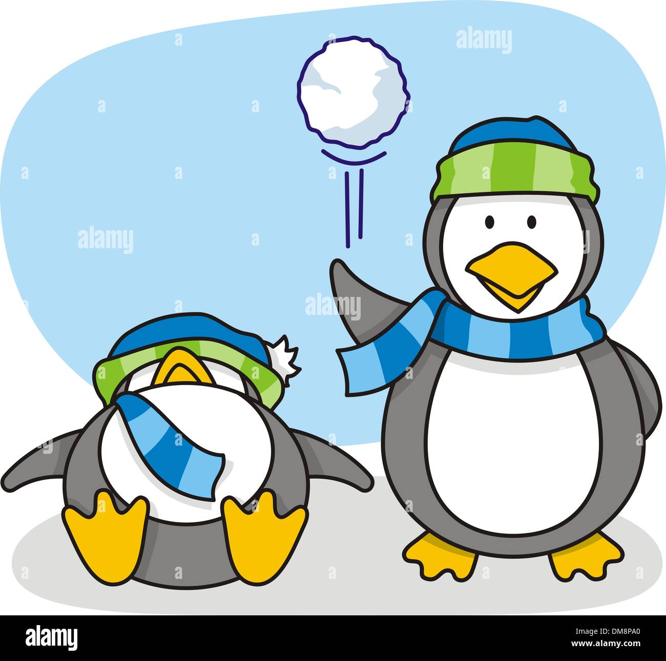 Penguin Snowball Fight Clipart
