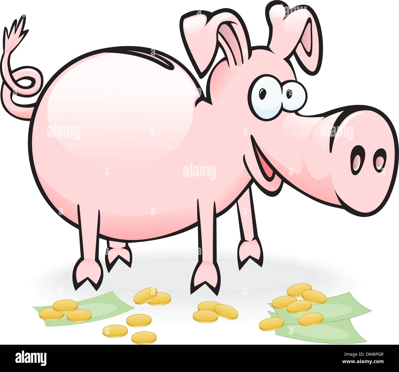 Piggy bank yellow background Stock Vector Images - Alamy