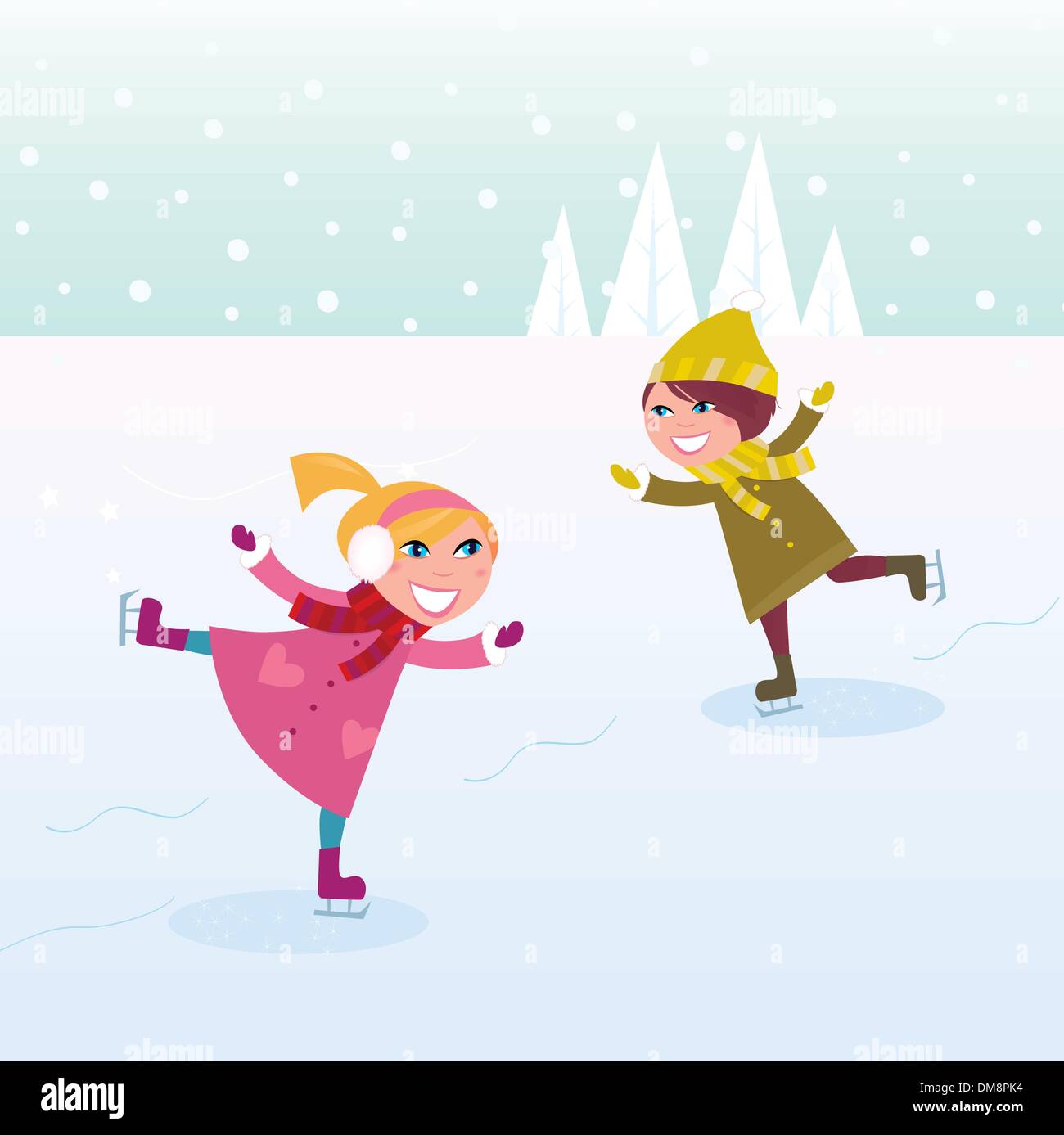 Children ice skating Stock Vector Images - Alamy